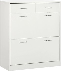 HOMCOM Úzký botník s 2 sklápěcími zásuvkami a 2 vyjímatelnými zásuvkami pro 12 párů bot, pro vstupní prostory, 80x30x91,5 cm, bílý | Aosom