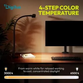 LED stolní lampička s klipem černá / Stolní lampička / 50 cm / 1025 lm