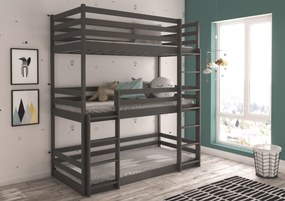 ADRK Furniture Třílůžková patrová postel s matracemi TEDRO 180x80