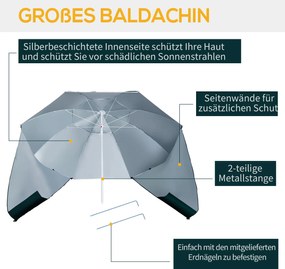2 v 1 slunečník pláž Ø 210 cm UPF 50+ větruodolný plážový slunečník s bočnicemi taška na přenášení balkonový slunečník skládací zahradní slunečník oc…