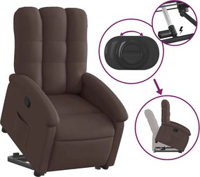 Zvedací polohovací křeslo tmavě hnědé textil 3204097