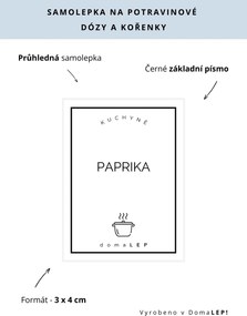 Samolepka na kořenky PAPRIKA průhledná 3 × 4 cm základní písmo