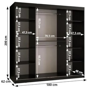 Šatní skříň Bluszcz 1 | 180 cm | černá