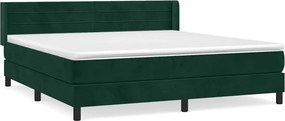 Box spring postel s matrací tmavě zelená 160x200 cm samet 3131030