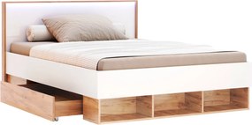 Postel Junior 1,2×2,0 s šuplíky, dub kraft / bílá Asti
