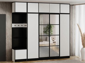 Šatní skříň s nástavcem EDEN 15 bílý + ekokůže černý