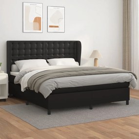 Box spring postel s matrací černá 160x200 cm umělá kůže 3129039