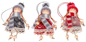 Sada vánoční dekorace Dívka závěsná 3ks, v. 15 cm