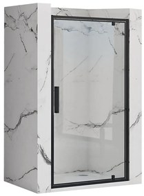 Jednokřídlé sprchové dveře REA RAPID SWING pro instalaci do niky 80 cm, černé
