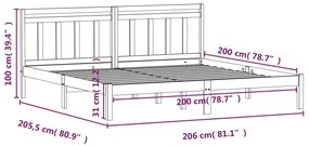 Rám postele černý masivní borovice 200 x 200 cm,  3100613