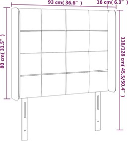 Čelo postele s LED taupe 93 x 16 x 118/128 cm textil 3124034