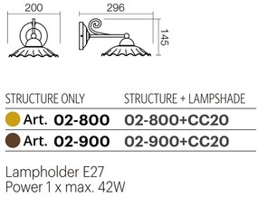 Incanti Rustikální nástěnné svítidlo Lea, ø 20 cm, keramické Barva: Bronz