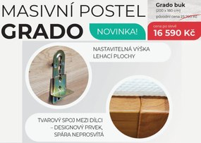 Masivní dvoulůžková postel GRADO