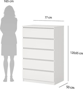 Bílá komoda 77x121x50 cm Naia – Tvilum