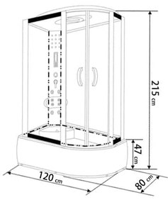 NIKIDO - H Sprchový box 7106  120x80x215 levý - SAUNA