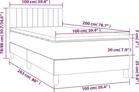 vidaXL Box spring postel s matrací a LED 100x200 cm textil [3133856] Barva: krémová