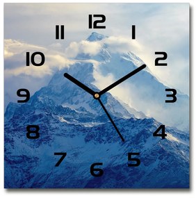 Wallmuralia Skleněné hodiny čtverec Horský vrchol 30x30 cm