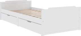 Rám postele se zásuvkami bílý masivní borové dřevo 90 x 200 cm 322160