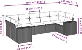 7dílná zahradní sedací souprava s poduškami černá polyratan 3222985