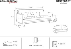 COSMOPOLITAN DESIGN Třímístná rozkládací pohovka Stuttgart