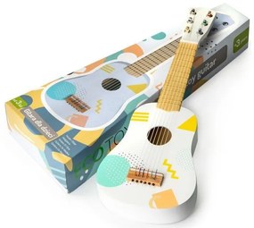 ECOTOYS Dětská dřevěná kytara White Fun