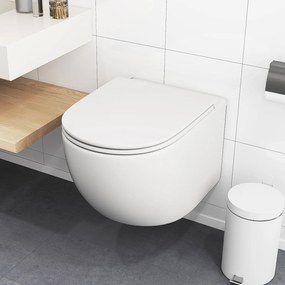 Costway Závěsné WC Keramické závěsné WC bílé s WC sedátkem dual splachovací