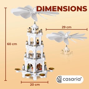 Casaria Vánoční pyramida MERRY, 60 × 20 × 20 cm, bílá