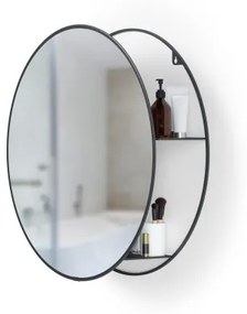 Umbra - Nástěnné zrcadlo s poličkou Kulaté Černé CIRKO