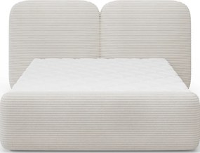 Postel Ollival 160x200 s kovovým roštem a úložným prostorem, bílý velur