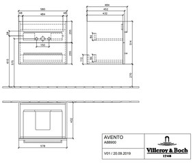 VILLEROY & BOCH Villeroy Boch AVENTO: spodní skříňka 580x514x452mm, 2 výsuvné díly, Arizona Oak, A88900VH