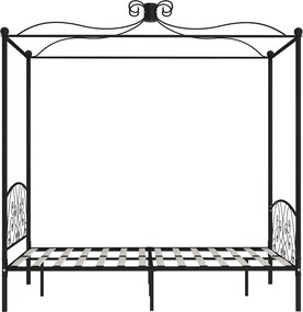 Rám postele s nebesy černý kovový 140 x 200 cm 284477