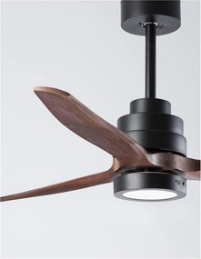 NV 5231401 Stropní ventilátor se světlem SABAL tělo z oceli matná černá a sklo 3ABS dřevěné listy 12W 3000K - NOVA LUCE