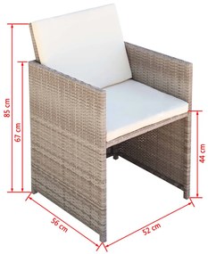Zahradní židle 2 ks s poduškami a polštáři polyratan béžové - Default Title