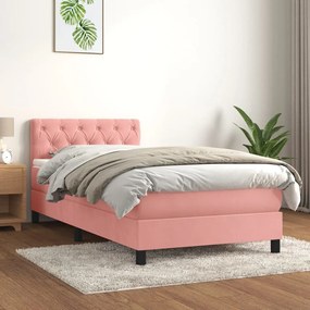 Box spring postel s matrací růžová 80 x 200 cm samet,  3141454