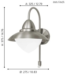 EGLO 87105 - Venkovní senzorové nástěnné svítidlo SIDNEY 1xE27/60W IP44