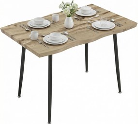 Jídelní stůl HOMCOM pro 4 osoby, 110 × 70 × 75 cm, moderní severský design, ocelový rám, deska s dubovým dekorem