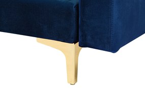 Rozkládací sedací souprava tvaru U s taburetem modrý samet ABERDEEN Beliani