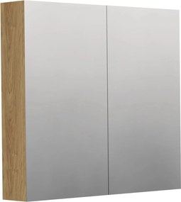 INTEDOOR Zrcadlová skříň BEE, 2 dveře, el.zásuvka, IP44, š. 80cm, dub Hickory