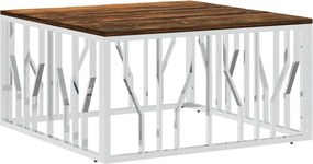 vidaXL Konferenční stolek nerezová ocel a recyklované dřevo [350061] Barva: Stříbrná