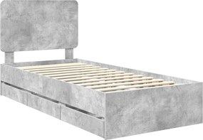 Rám postele s čelo Betonově šedá 90 x 200 cm Inženýrské dřevo 3412633
