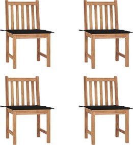 vidaXL Zahradní židle 4 ks s poduškami masivní teak [3073090] Barva: Černá
