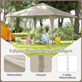 Costway Pop Up Pavilon s dvojitou střechou a kovovým rámem Výškově nastavitelný