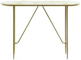 Konzolový stolek se skleněnou deskou ve zlaté barvě 35x110 cm Elisenda ...
