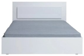 Manželská postel, 160x200, bílá / vysoký bílý lesk HG, ASIENA
