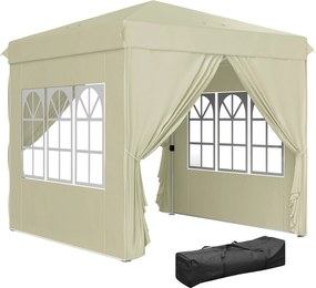Pavilon Outsunny přibližně 2,5x2,5m, voděodolný stabilní zimní skládací pavilon, UV ochrana 50+, skládací párty stan s 4 bočními panely, zahradní pavi