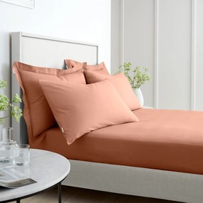 Napínací prostěradlo z bavlněného perkálu v terakotové barvě 90x190 cm Cotton Percale – Bianca