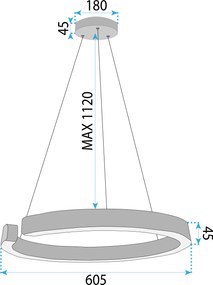 Toolight Toolight, LED stropní osvětlení 60cm, 60W, 3000K, LHJ053-CP1 C, zlatá matná, OSW-50027