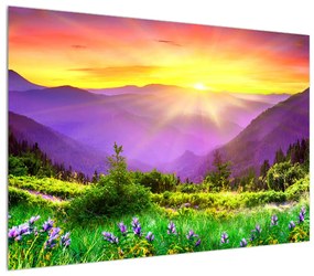 Obraz horské krajiny s východem slunce (100x70 cm)