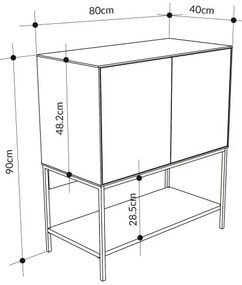 Komoda Houseland Amira 80 cm šedo-zelená