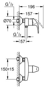 Grohe Start Curve Páková sprchová baterie nástěnná chrom 23767000